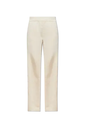 Off-White Satin Pants With Printed Logo - Cream