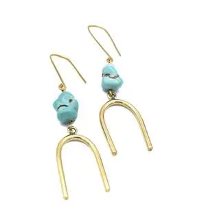 LALA SALAMA One Beaded Turquoise Earrings