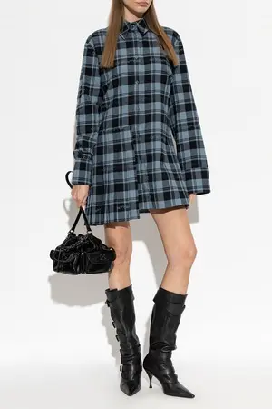 Off-White Striped Cotton Shirt Dress