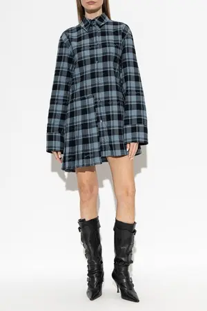 Off-White Striped Cotton Shirt Dress