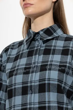 Off-White Striped Cotton Shirt Dress