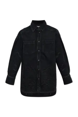 GANNI Denim Shirt With Floral Motif
