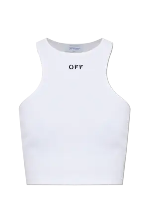 Off-White Short Top With Embroidered Logo - White