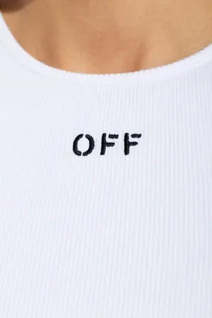 Off-White Short Top With Embroidered Logo