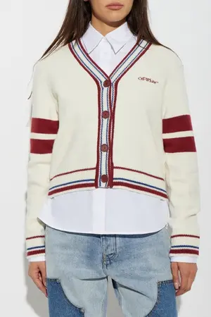 Off-White Cardigan With Embroidered Logo