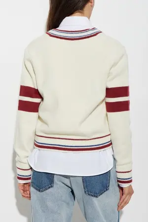Off-White Cardigan With Embroidered Logo