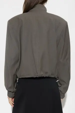 Attico Zip-up Jacket With Sewn-in Shoulder Pads - Grey