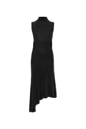 Off-White Asymmetrical Dress With Turtleneck - Grey