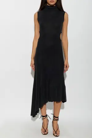Off-White Asymmetrical Dress With Turtleneck