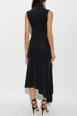 Off-White Asymmetrical Dress With Turtleneck