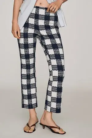Maeve Poppy Check Straight-leg Trousers