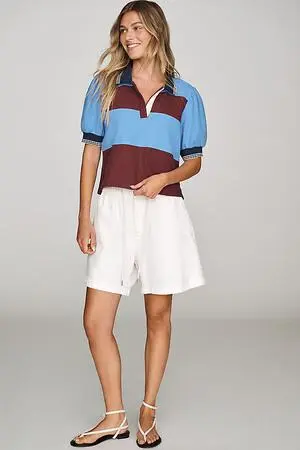 Maeve Cotton Cropped Polo Top