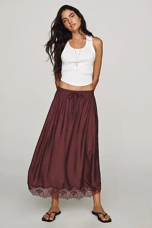 Anthropologie Reverie Midi Skirt Grape Wine