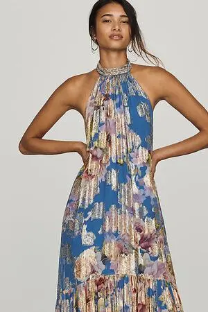 Hemant & Nandita Halterneck Floral Maxi Dress