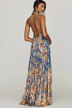 Hemant & Nandita Halterneck Floral Maxi Dress