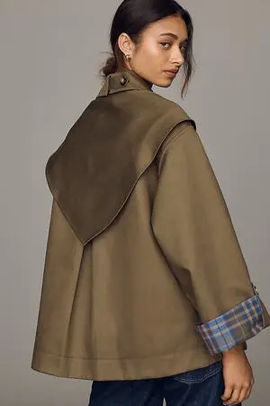 DAMSON MADDER Jerry Cotton Cropped Trench Coat Jacket