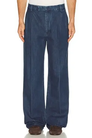 Valentino Garavani Pleated Denim Jean In Blue