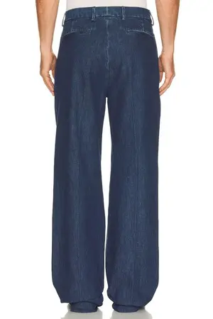 Valentino Garavani Pleated Denim Jean In Blue