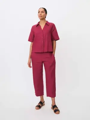 MASAI COPENHAGEN Mairyssa Smock Back Linen Shirt - Beet Red
