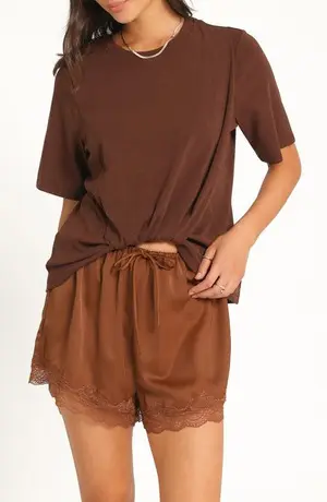 PETAL & PUP Landon Cotton Blend Knit T-shirt - Chocolate