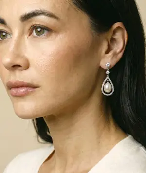 The Pearl Source White Freshwater Pearl Dazzle Earrings