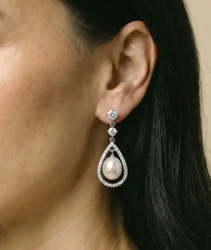 The Pearl Source White Freshwater Pearl Dazzle Earrings