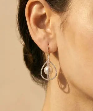 The Pearl Source White Freshwater Pearl Eternal Earrings