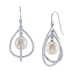 The Pearl Source Freshwater Pearl Drop Earrings - Sterling Silver