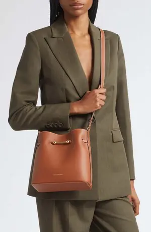 Strathberry Corda Leather Bucket Bag - Chestnut