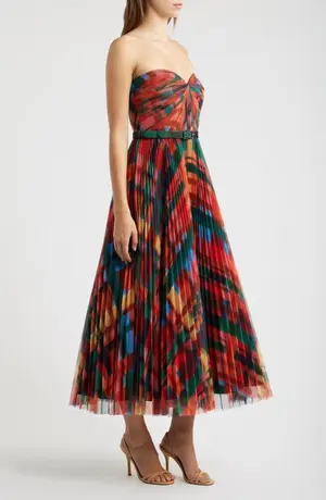 HUTCH Meadow Strapless Pleated Gown
