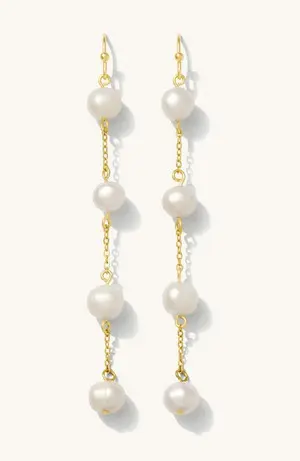 BEADS BY TARA Cordelia Pearl Drop Earrings - Gold