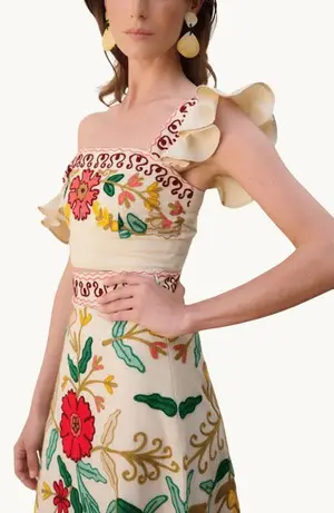THE IQ COLLECTION Embroidered Midi Skirt And Top Set