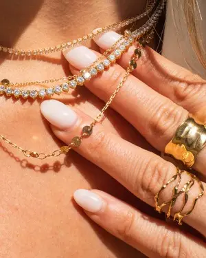 BEADS BY TARA 14k Plated Brass Tennis Necklace With White Topaz
