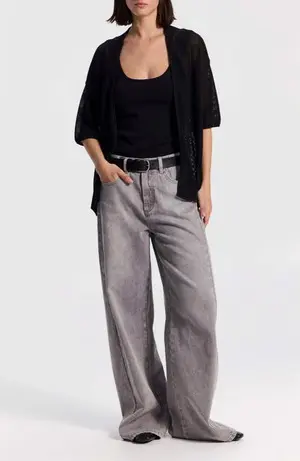 Ronen Chen Mid-rise Wide-leg Jeans With Raw Edge