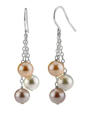 The Pearl Source 14k Gold Freshwater Pearl Dangle Earrings - White Gold