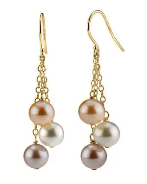 The Pearl Source 14k Gold Freshwater Pearl Dangle Earrings - Yellow Gold
