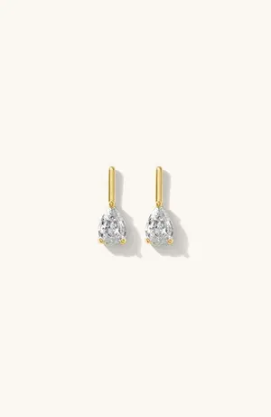BEADS BY TARA Pear Diamond Bar Earrings - Gold