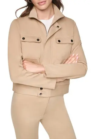 Dkny Soho Ponte Tech Jacket - Travertine