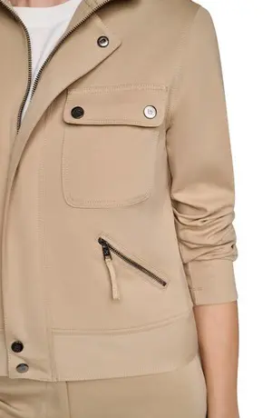 Dkny Soho Ponte Tech Jacket - Travertine