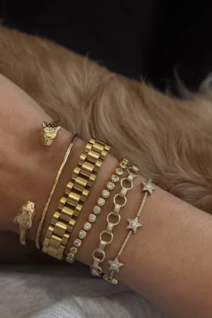 BEADS BY TARA Panthera Cuff Bracelet In 18k Stainless Steel