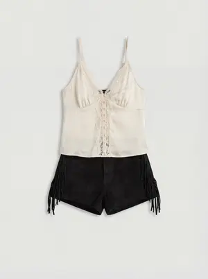 Nasty Gal Real Suede Fringe Shorts