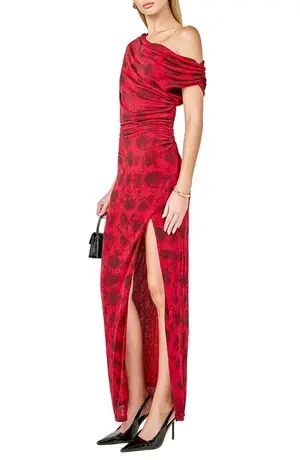 Endless Rose Floral Mesh One-shoulder Maxi Dress