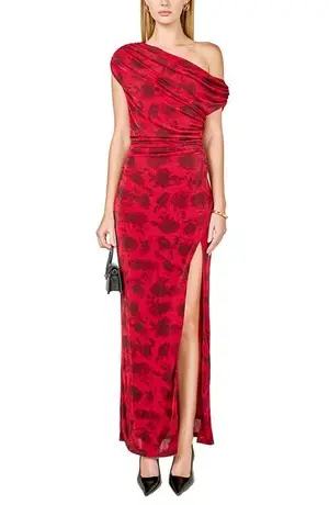 Endless Rose Floral Mesh One-shoulder Maxi Dress