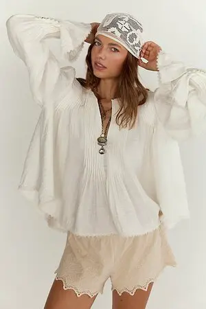 Free People Thousand Pintucks Blouse - Ivory