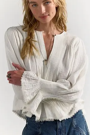 Free People Thousand Pintucks Blouse - Ivory