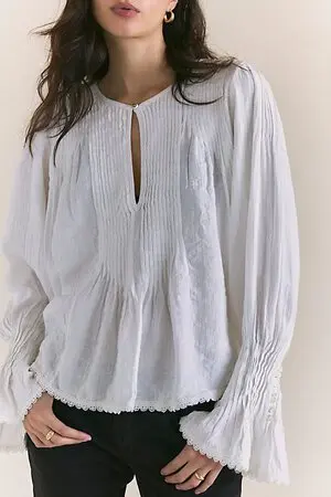 Free People Thousand Pintucks Blouse - Ivory