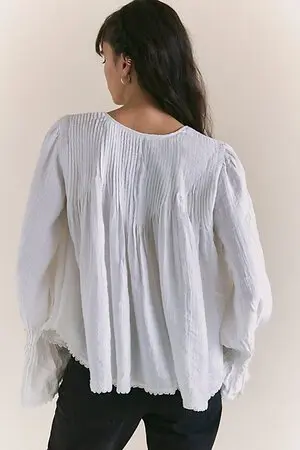 Free People Thousand Pintucks Blouse - Ivory