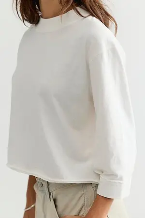 Free People We The Free Gracie Cropped Crew Neck Top - Clean Ivory