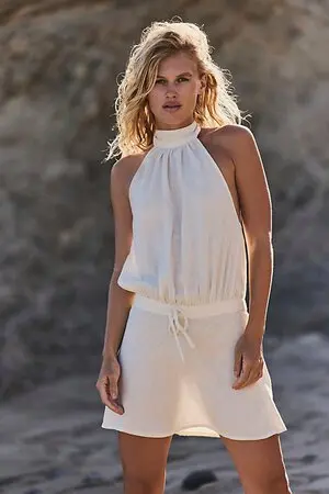 Free People Sandshell Linen Drea Mini Dress