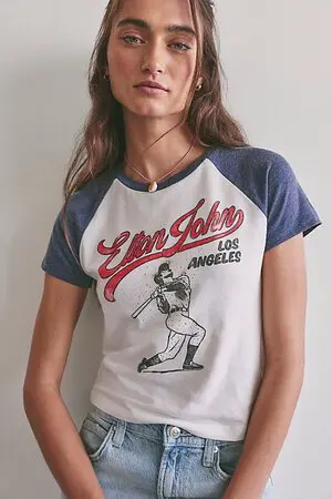 Daydreamer Elton John Los Angeles Tee - Blue Pattern